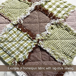 Sage Green 4 Plaid Homespun Cotton Fabric by JCS - Sold by The Yard