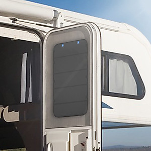 CoukouCover RV Door Window Curtains, Heavy Duty Waterproof Oxford Fabric 25 x 16 Inch Foldable RV Blackout Window Cover, Camper Door Window Cover (Black)