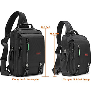 Sling Bags Chest Shoulder Backpacks, 14.1-Inch Laptop Backpack Crossbody Messenger Bag Travel Outdoor Men Women