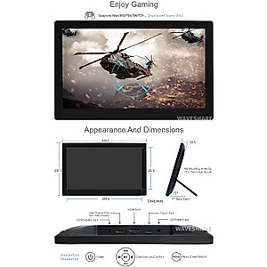 waveshare 13.3inch Capacitive Touch Screen LCD V1, with Case and Toughened Glass Cover, 1920×1080, HDMI, IPS,