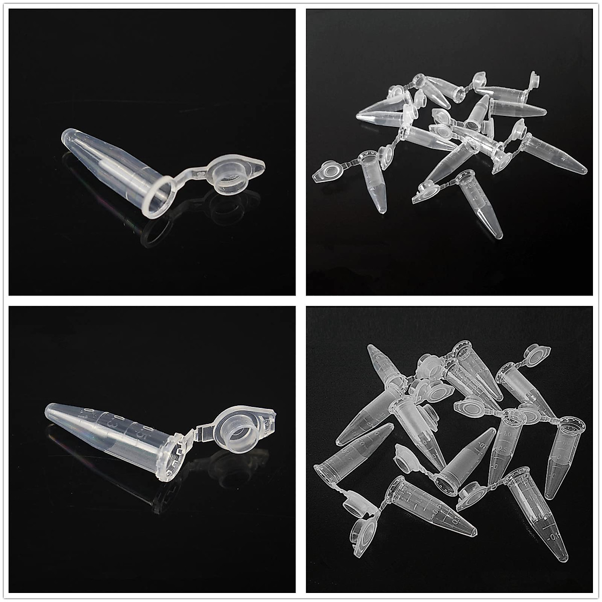 XHBTS 50 Pcs Centrifuge Tubes Bottom Tip Clear Plastic Test Tube Vials 0.2mL 0.5ML 1.5ML (1.5ml)