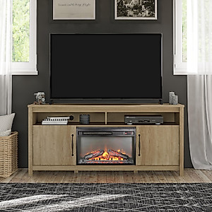 Ameriwood Home Augusta Electric Fireplace Console for TVs up to 65”, Natural