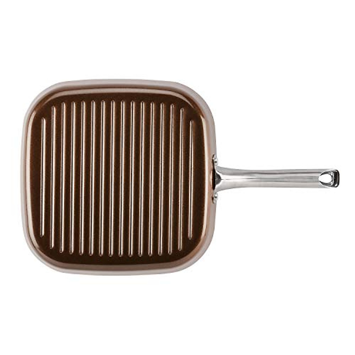 Ayesha Curry Home Collection Nonstick Square Grill Pan / Griddle Pan - 11.25 Inch, Brown Sugar
