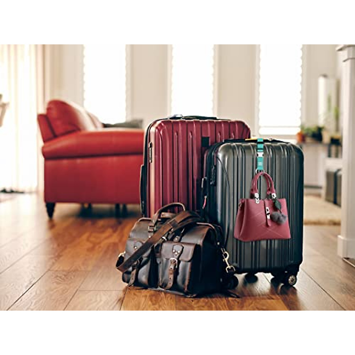 2PCS Heavy Duty Add a Bag Luggage Strap Jacket Gripper,Carry-on Baggage Suitcase Straps Belts Travel Accessories-Cyan