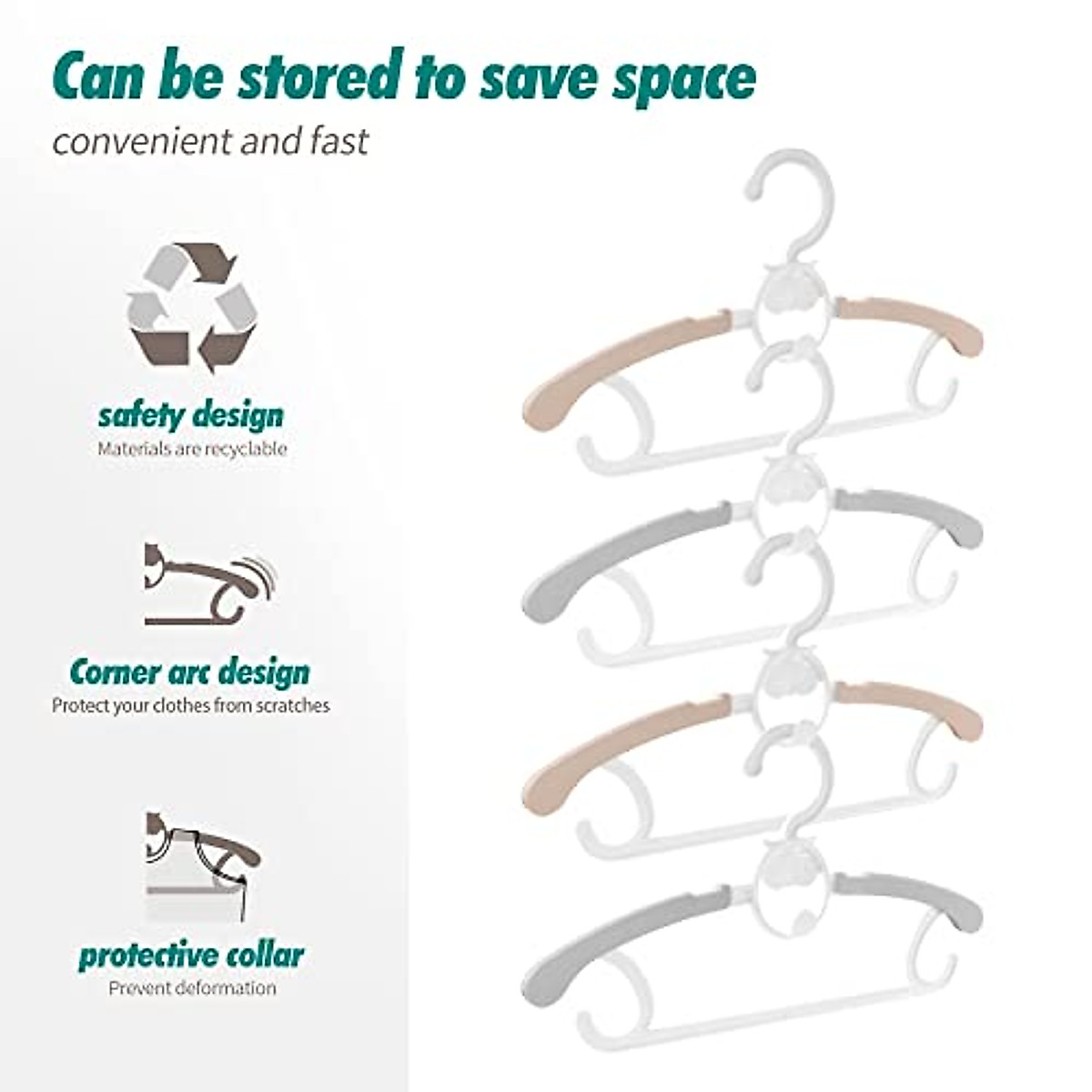 Domiella Adjustable Baby Clothes Hangers for Nursery,Plastic Children Closet Hangers Non-Slip Kids Hangers Space Saving Extendable Newborn Hangers (Pink+Gray 20-Pack)