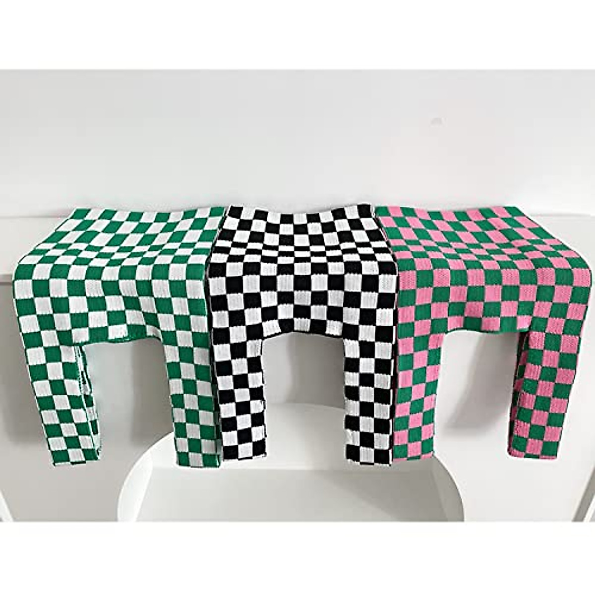 Shapes Studio Checker Black & White Checkered Checkboard Tote Bag (Black White), Women Ribbed Market Bag, Fun Style