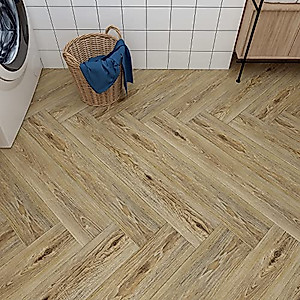 LaCheery 6"x36" 36 Tiles Bathroom Floor Tiles Peel and Stick Wood Flooring Tiles Vinyl Floor Stickers Peel and Stick Waterproof Flooring Planks Stick on Floor Tile Cover Temporary Flooring for Renters