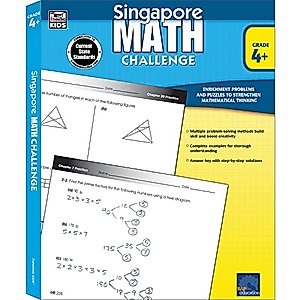 Singapore Math Challenge 4th Grade Math Workbooks, Singapore Math Grade 4 and Up, Patterns, Counting, Addition, Subtraction, Multiplication, Division, 4th Grade Math Classroom or Homeschool Curriculum