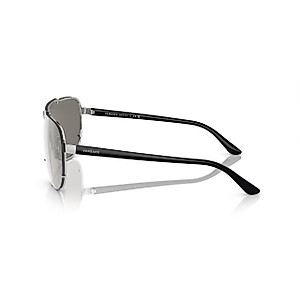 Versace Man Sunglasses Silver Frame, Light Grey Mirror Silver Lenses, 0MM