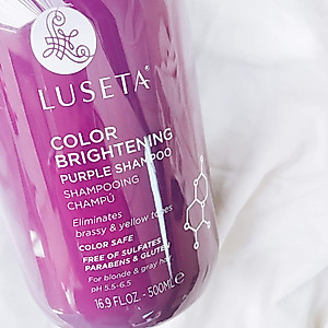 Luseta Color Brightening Purple Shampoo for Blonde and Gray Hair -Infused with Cocos Nucifera Oil to Help Nourish, Moisturize and Condition hair, Sulfate Free Paraben Free 16.9oz