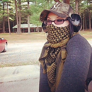 Explore Land Cotton Shemagh Keffiyeh Tactical Desert Scarf Neck Head Wrap with Tassel for Men Women (Coyote Brown, one size)