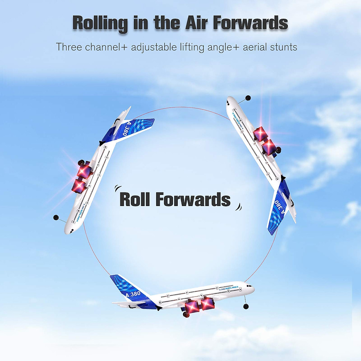 GoolRC A380 RC Airplane, 2.4G 3CH Remote Control Airplane, Easy to Fly RC Plane for Beginner, EPP Foam Fixed Wing Aircraft Glider Model Toys with 3 Batteries for Kids