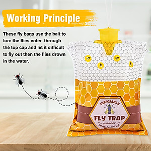 Big Fly Traps Outdoor Hanging, 8 Natural Pre-Baited Fly Bag Outdoor Disposable, Fly Hunter Stable Horse Ranch Fly Trap, Fly Catcher Killer Repellent Control for Mosquito Bug Barn Farm Patio & Camping