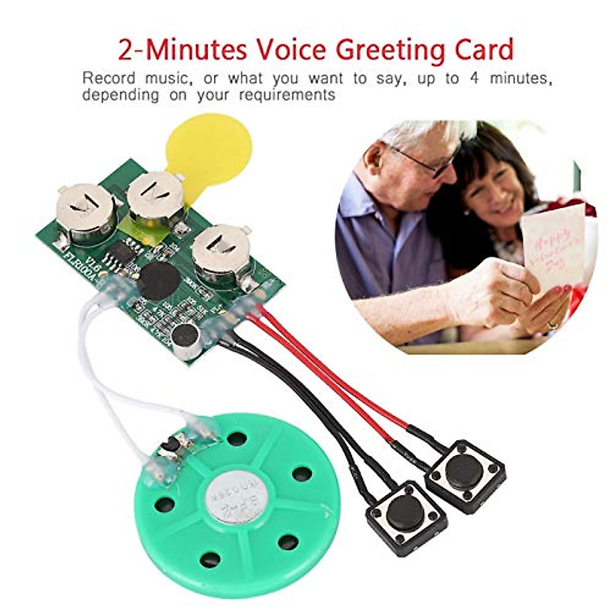 120 Seconds DIY Greeting Card Chip, Recordable Voice Sound Chip Module, Built-in Button Battery for Gift Boxes, Invitations, Handmade Products