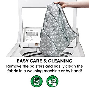 Furhaven Cat Bed for Indoor Cats, Washable w/ Removable Bolsters, For Pets Up to 9 lbs - Plush & Diamond Print Cuddle Loaf Mat - Gray, Small