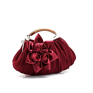 Snowskite Women's Luxury Flower Evening Bag Bridesmaid Wedding Party Clutch Purse Burgundy