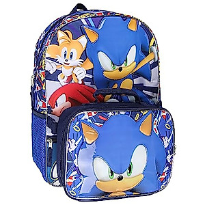 AI ACCESSORY INNOVATIONS Sonic The Hedgehog Tails And Knuckles Kids School Travel Backpack 2 Piece Set With Detachable Lunch Box