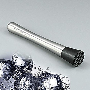 NATURELAND Stainless Steel Cocktail Muddler and Mixing Spoon Home Bar Tool Set - Create Delicious Mojitos and Other Fruit Based Drinks (8" Muddler)