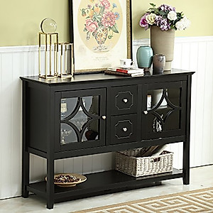 Mixcept 52" Stylish Sideboard Buffet Cabinet Wood Console Table Storage Cabinet with 2 Doors and 2 Drawers, Black