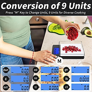Food Kitchen Scale, Food Scales Digital Weight Grams and Oz, High Precision Digital Scale, LCD Display, with 2 Trays, Cooking, Tare Function, Baking (Black)