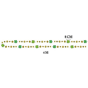 Pink Forest Glitter Green Shamrock Clover Garland with Gold Circle Dots Hanging Streamer for Irish St Patrick’s Day Decoration Spring Baby Shower Birthday Party Supplies