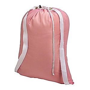 Backpack Laundry Bag, Pink - 22" X 28" - Two Shoulder Straps for Easy Backpack Carrying and Drawstring Closure. These Nylon Laundry Bags Come in a Variety of Attractive Colors and Patterns.