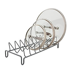 Kitchen Details 8 Section Lid Organizer | Holds Plates | Cutting Boards | Pantry & Cabinet Storage | Grey