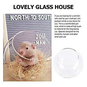 balacoo Small Animal Pet House Clear Glass Hideout Hut Cave Summer Cool Small Animal Nesting Habitat Cage Critter Bath House Cave Mini Hut Cage for Hamster Chinchillas Gerbils