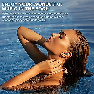 IP68 Waterproof Earbuds for Swimming Shower Bath Driving Sauna, Bluetooth 5.0 Wireless Earbuds with Wireless Charging Case, Premium Deep Bass Earphones in Ear Headset Built-in Mic for Sport/Gym