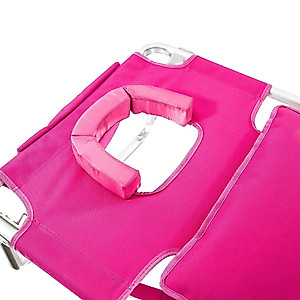 Ostrich Deluxe 3 in 1 Beach Chair with Face Opening - Portable, Reclining Lounger for Tanning - Face Hole for Reading on Stomach - Padded Footrest, Removable Pillow - Aluminum