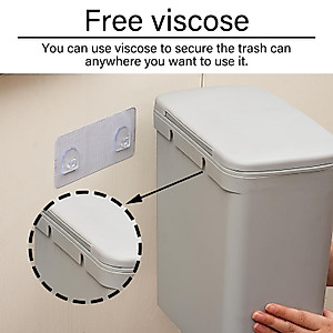 Cq acrylic 2.4 Gallon Kitchen Compost Bin for Counter Top or Under Sink,Hanging Kitchen Trash Can,Plastic Wall Mounted Garbage Can,Small Kitchen Waste Basket,Food Waste Bin for Countertop,Grey