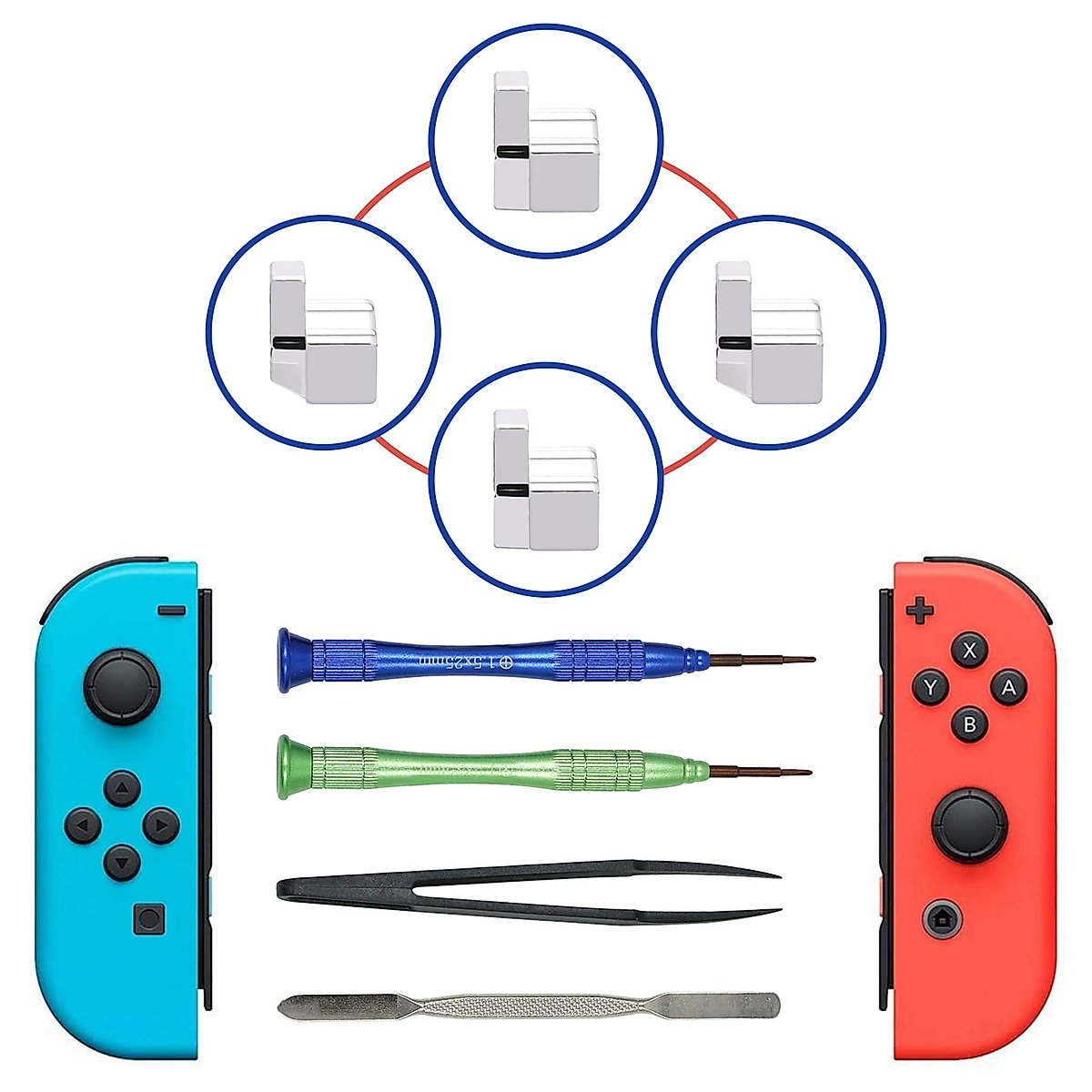 Mcbazel Replacement Metal L/R Lock Buckle Set with Open Tool for N-Switch Joy-Con