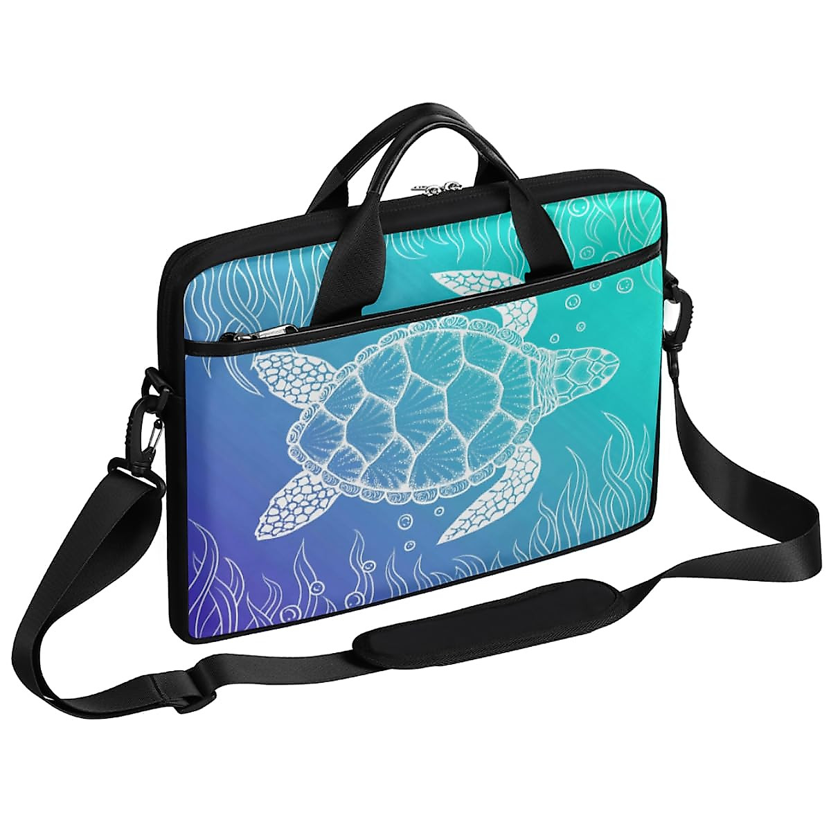 Sea Turtle Vintage Laptop Computer Bag Waterproof Shoulder Messenger Bag 13-15 inch Durable Laptop Tote Bag with Shoulder Strap Handle Lightweight Crossbody Briefcase