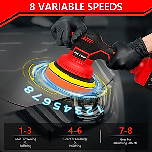 Cordless Car Buffer Polisher for Milwaukee 18V Battery, 6 Inch Portable Orbital Buffer Polisher Kit, 8 Variable Speed Car Polisher for Car Detailing/Polishing/Waxing (Battery Not Include)