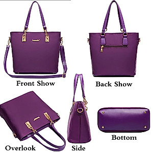 FiveloveTwo Women 6Pcs Handbag Set Nylon Top Handle Bag Totes Satchels Crossbody Shoulder Bags and Purse Clutch