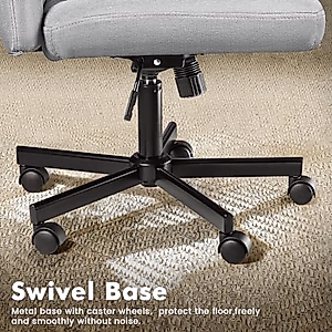 LEMBERI Criss Cross Chair with Wheels, Armless Wide Cross Legged Office Chair, Mid Back Swivel Computer Task Vanity Chairs for Home, Make Up,Small Space, Bed Room,Grey