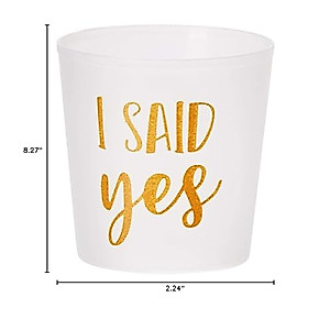 Juvale Plastic Shot Glasses - 15 Pack – Bachelorette Party Shot Glasses, Mini Disposable Plastic Shot Glasses, Wedding Party Props, Favors, Frosted White with Gold Foil, Holds 3.7oz