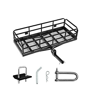 VEVOR 60x24x14 in Hitch Cargo Carrier, 400lbs Capacity Folding Trailer Hitch Mount Cargo Basket, Steel Luggage Carrier Rack Fits 2" Hitch Receiver for SUV Pickup Truck