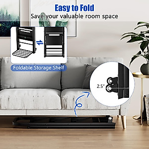 Goplus 2 in 1 Convertible Hand Truck Dolly and Step Ladder, Foldable 3-Step Stool w/Non-Slip Wide Pedals, Household Cart Ladder w/ 2 Wheels, Heavy-Duty 550lbs Capacity Utility Cart w/Ladder, Black