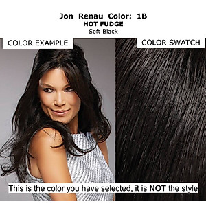 Bundle - 7 item: Blake Large Remy Human Hair Wig by Jon Renau, Christy's Wigs Q & A Booklet, BeautiMark Hydra Shampoo Conditioner Mask Protect Leave-In Spray Shine Serum - Color: 1B