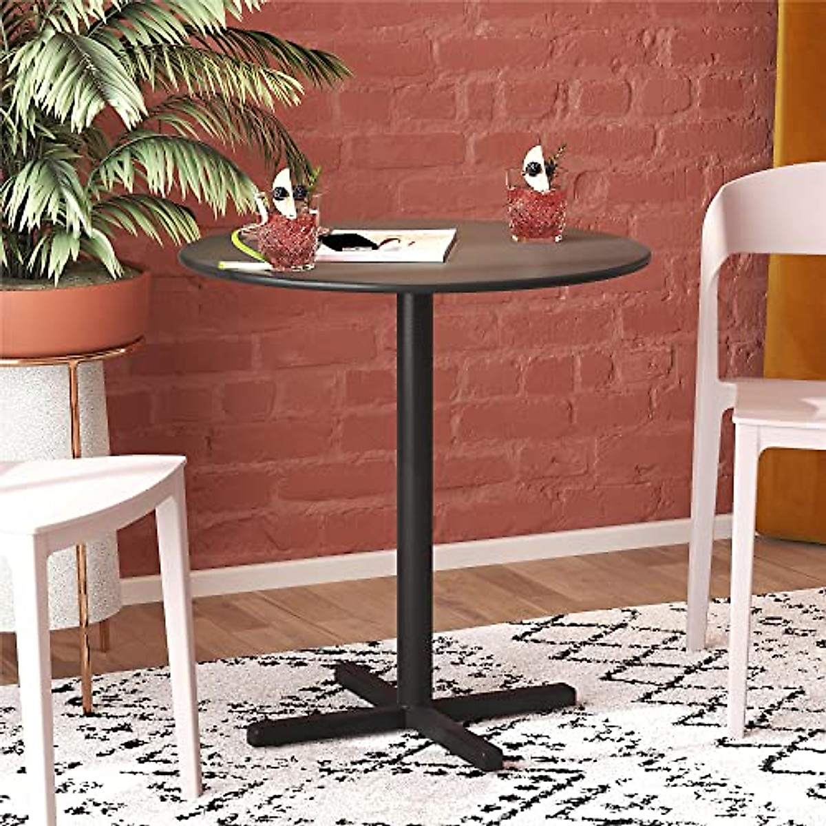 CoscoProducts COSCO 88852BLK1E Round Indoor/Outdoor Steel Bistro Table, 24", Black