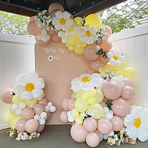 Daisy Balloon Garland Arch Kit-131Pcs Sunflower Pastel Orange and Yellow Balloons for Boho Two Groovy Party Decoration Daisy Theme Wedding Birthday Party Baby Shower