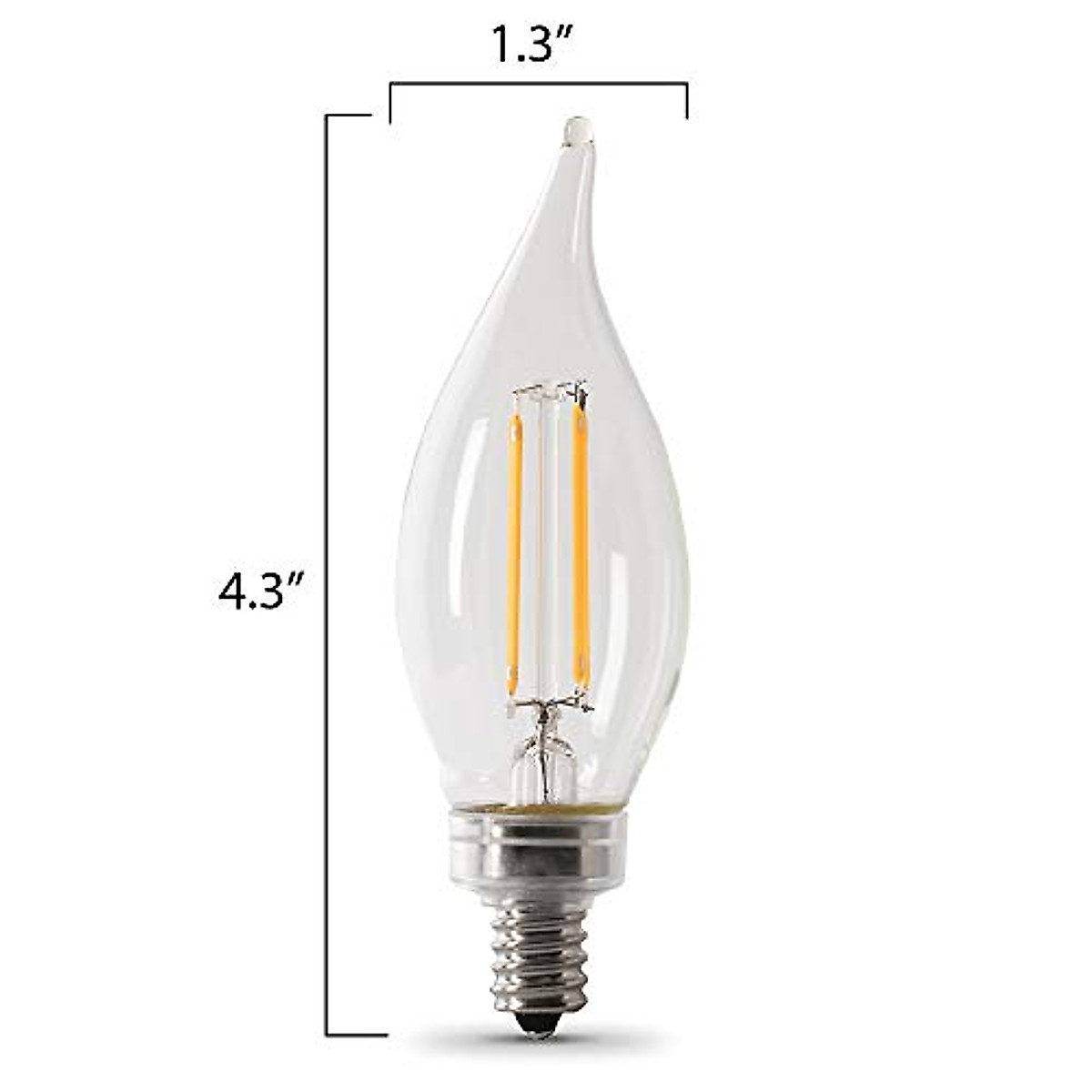Feit Electric 40-Watt Equivalent CA10 LED Light Bulb, Dimmable Enhance Glass Candelabra Filament, 300 Lumens, 13 Yrs. Lifetime, 2700K Soft White, 6-Pack - CFC40/927CA/FIL/6