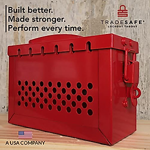 TRADESAFE Lockout Tagout Group Lock Box - Premium LOTO Group Box, 18 Gauge Steel Lockout Box, Red Lock Box for OSHA Compliant Group LOTO Procedures