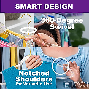 Premium Clear Invisible Acrylic Hangers,Crystal Plastic Hangers with Bling Gold Glitter 50 Pack Ultra Slim & Space Saving Suit Hangers for Coats, Pants & Dress Clothes