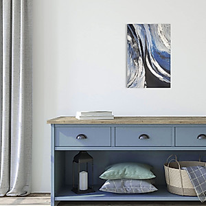 YPY Blue Abstract Canvas Wall Art: Sea Wave Painting Textured Picture for Living Room Decor, Black Grey Modern Print Minimalist Artwork Framed Poster Home Decoration 10 x 15