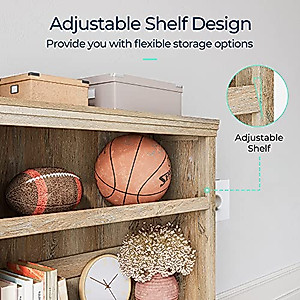 LINSY HOME 5-Shelf Bookcase, Bookshelves Floor Standing Display Storage Shelves 68 in Tall Bookcase Home Decor Furniture for Home Office, Living Room, Bed Room - Light Brown