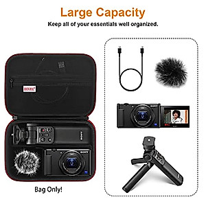 BOVKE Carrying Case for Sony ZV-1 / ZV-1F Vlog Digital Camera & Bluetooth Grip Vlogger Accessory Kit for Vlogging YouTube Live Video Streaming, Mesh Pocket for Batteries USB Cables Charger, Black