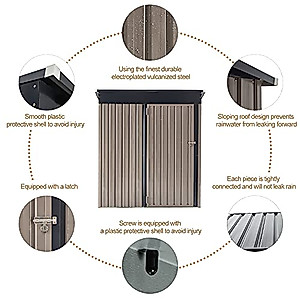 U-MAX 5.2 × 3.2 FT Outdoor Storage Shed, Backyard Sheds & Outdoor Storage, Garden Metal Shed for Tools, Furniture Storage