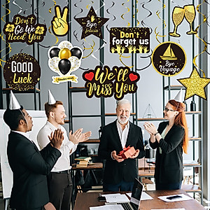 30 Pieces Farewell Party Decorations, Glitter We Will Miss You Sign Going Away Party Foil Ceiling Decor for Retirement Party Bye Office Work Party (Gold)